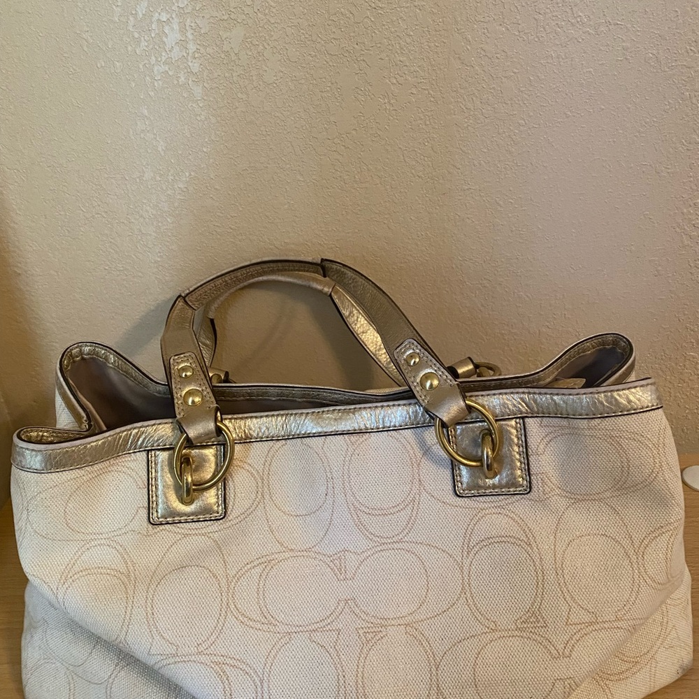 Guc Coach Cream&Gold Tote - Gem